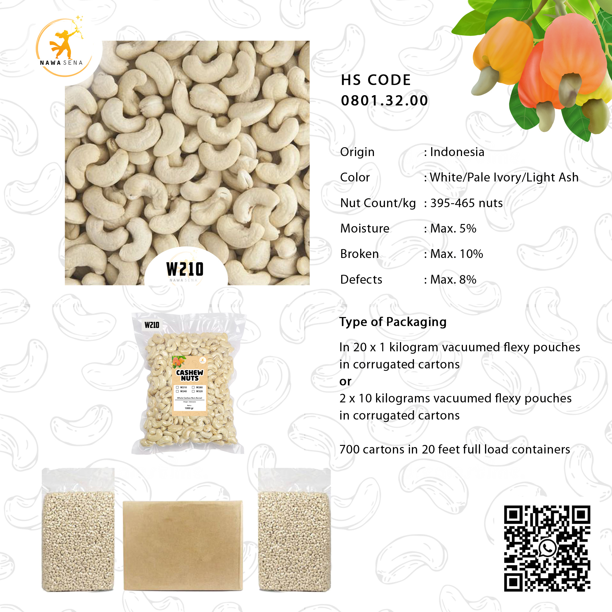 Cashew Kernels W210 | Inaexport