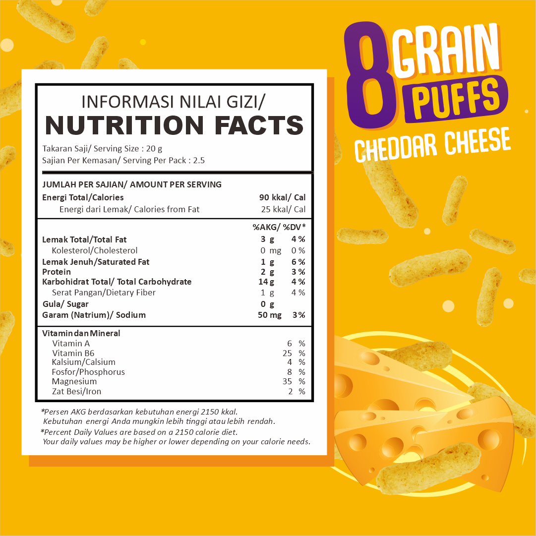 Nola 8 Grain Puffs Cheddar Cheese | Inaexport