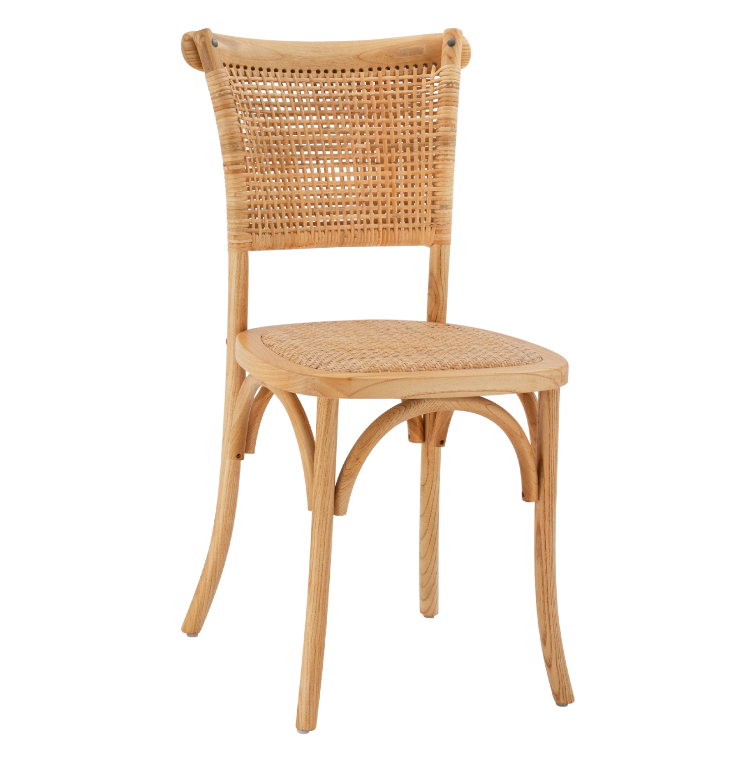 Wooden chair with rattan in natural shade | Inaexport